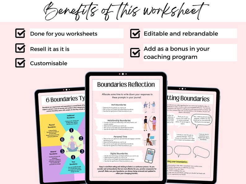 Setting Boundaries Worksheets and Workbook for Adults and Teens ...