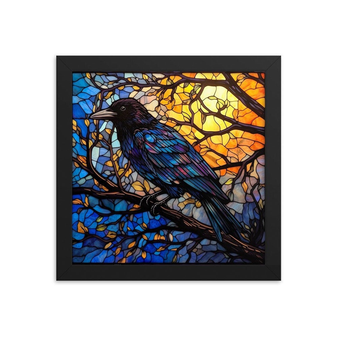 Crow Wall Art Framed Paper Poster Sunset Art Crow Print - Etsy