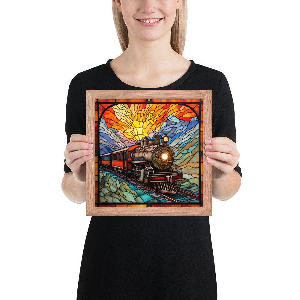 Train Wall Art | Stained Glass Style | Multiple Sizes and Color Frames ...