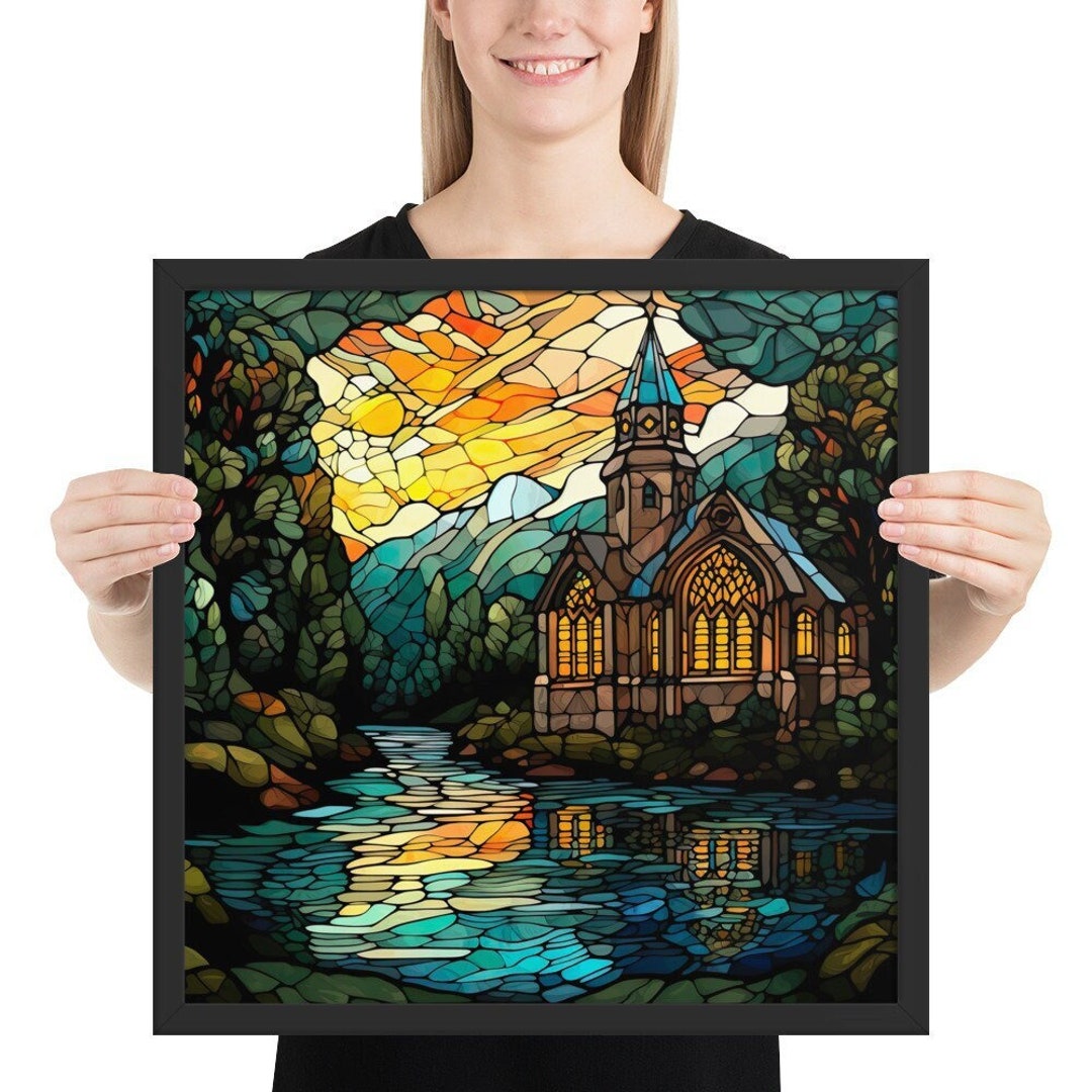 Church Stained Glass Style Wall Art | Framed Art | Multiple Sizes and ...