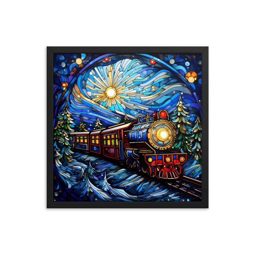 Christmas Train Express Framed Wall Art Framed Paper Print - Etsy