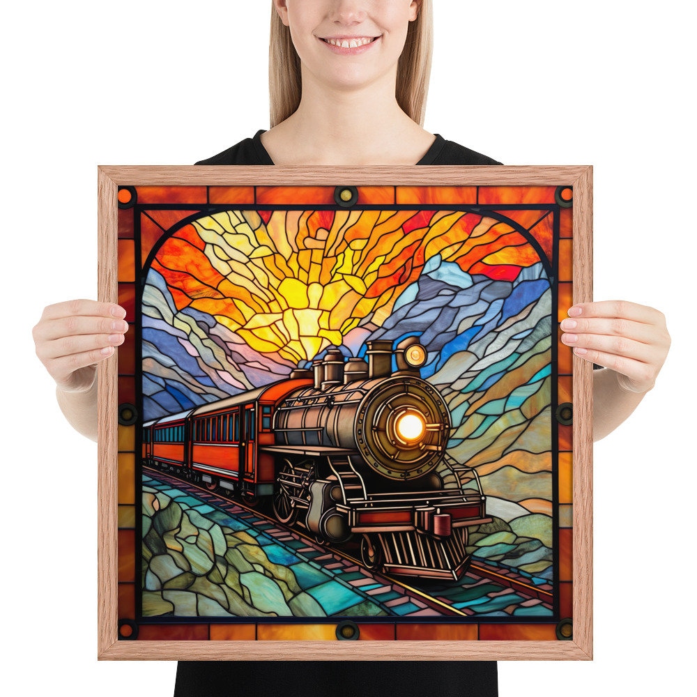 Train Wall Art Stained Glass Style Multiple Sizes and - Etsy