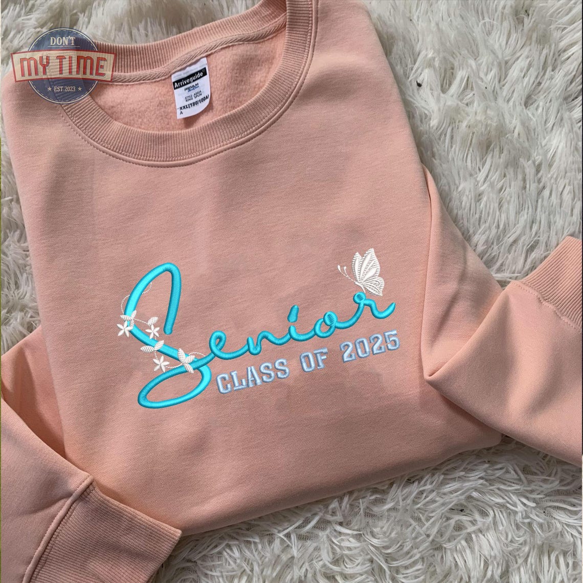 Floral Senior 2025 Embroidered Sweatshirt, Custom Text on Sleaves ...