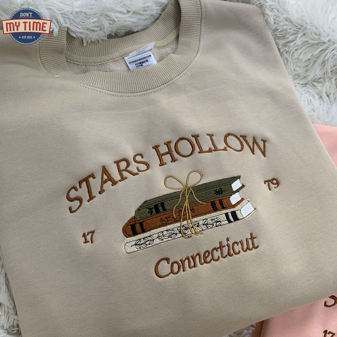 Embroidered Stars Hollow Sweatshirt Connecticut Book Unisex Sweatshirt ...