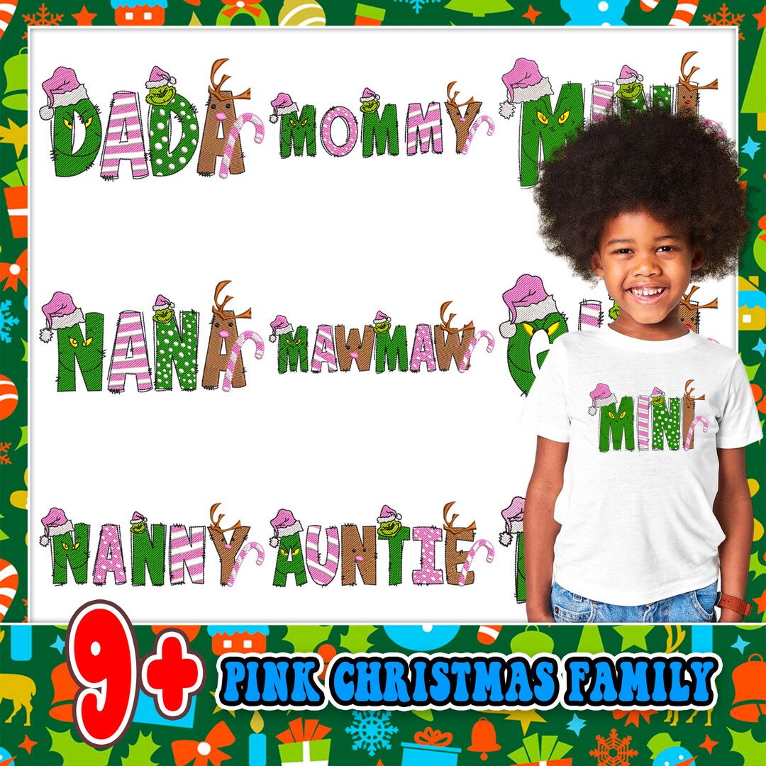 9 Pink Christmas Family Embroidery Bundles Christmas Mama - Etsy