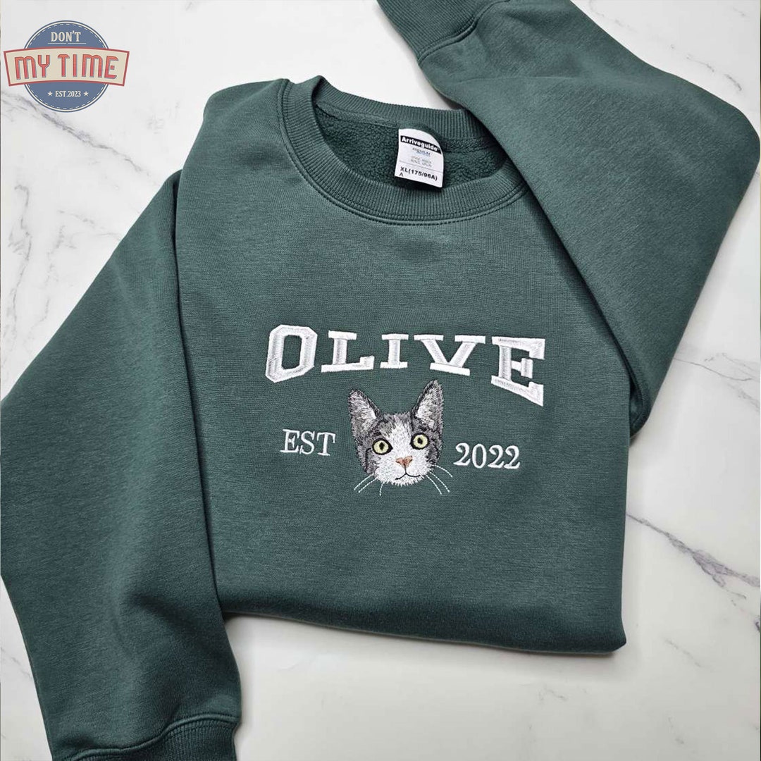 Varsity Personalized Pet Embroidered Shirt, Personalized Cat Face ...