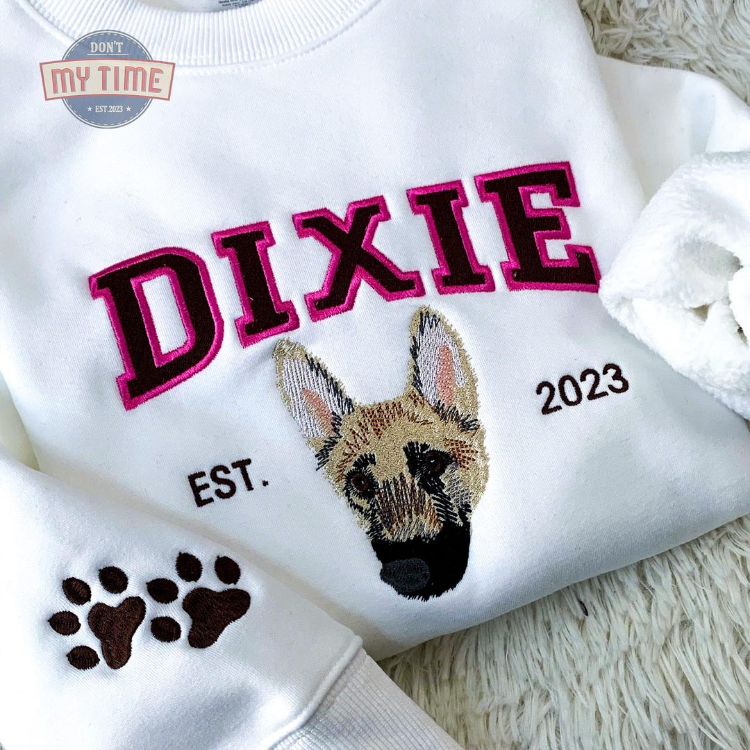 Personalized Pet Embroidered Sweatshirt, Custom Dog Face Hoodie From ...