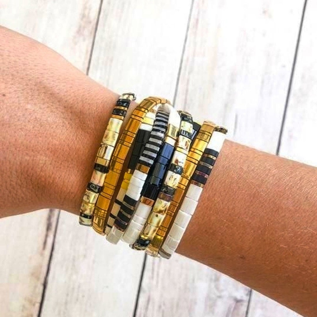 Gold Summer Color Enamel Tile Bracelet Colorblock Bracelets - Etsy UK