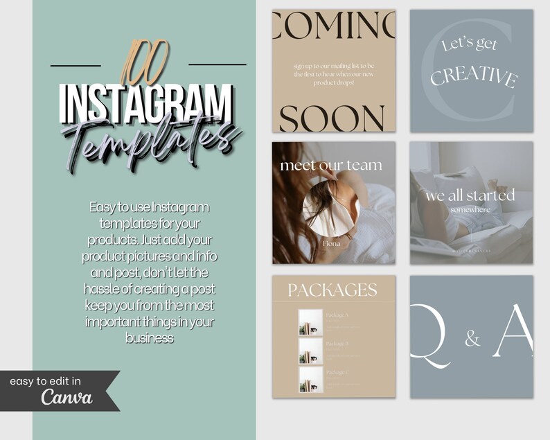 100 Editable Instagram Post Templates | Canva | 100 Unique Designs - Etsy