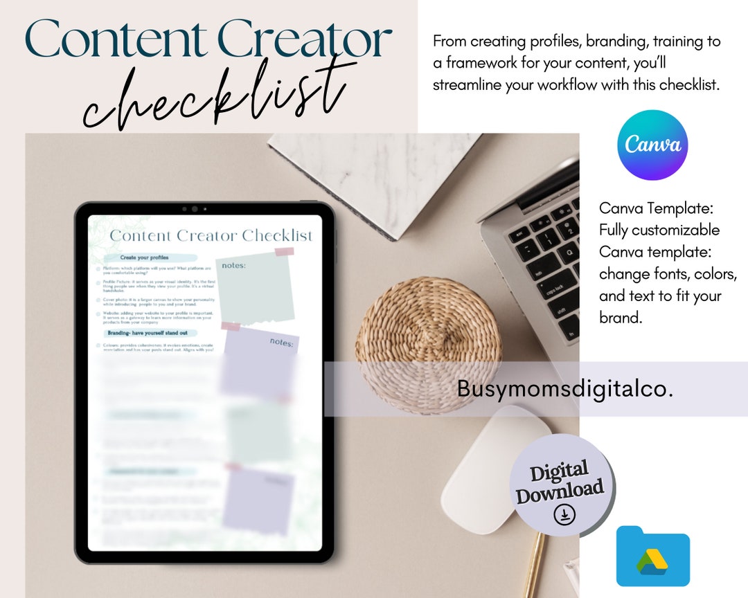 Content Creator Checklist | Canva Template| Marketing Template ...