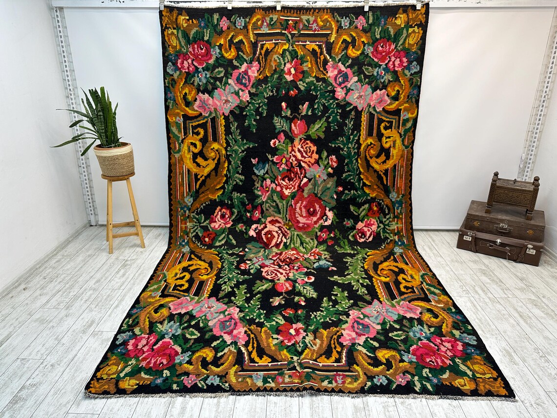 Antique Hand Woven Karabag Kilim Rug, Oversize Kilim, Moldov Kilim ...