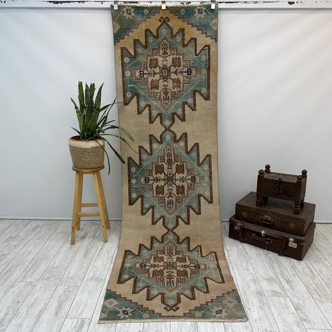 Soft Toned Persian Runner Rug, Beige Runner Rug , 3x10 Vintage Hallway ...