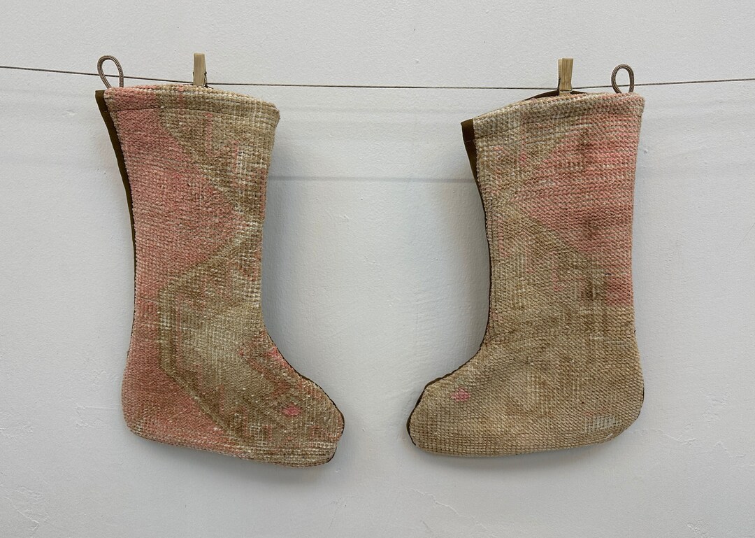 Wool Rug Stocking , Handmade Rug Stocking , Christmas Gift Stocking ...