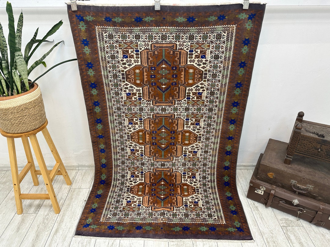 3.9x6.1 Ft, Hand Knotted Rug, Turkish Rug, Oushak Area Rug, Bohemian ...