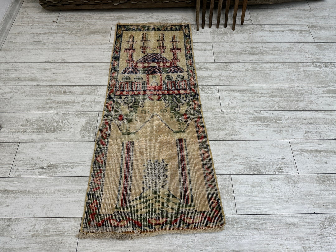 Prayer Rug, 1.7x3.9ft, Mid-century Rugs, Moroccan Rugs, Geometric Rugs ...