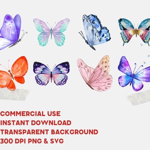 Watercolor Butterfly Clipart Bundle - Digital SVG & PNG Graphics for ...