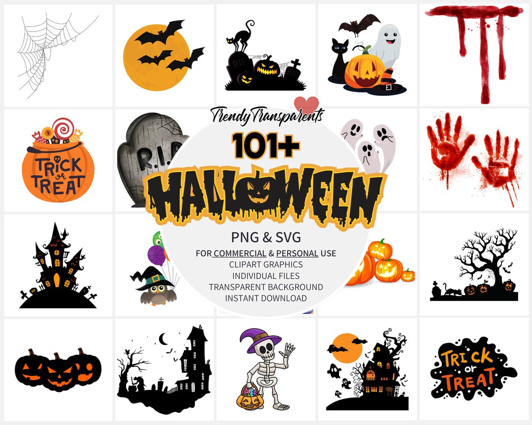 Halloween Clipart Bundle - SVG & PNG Graphics for Instant Download ...