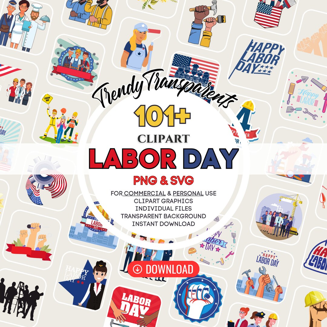 Labor Day Clipart Bundle - Digital SVG & PNG Graphics for Instant ...