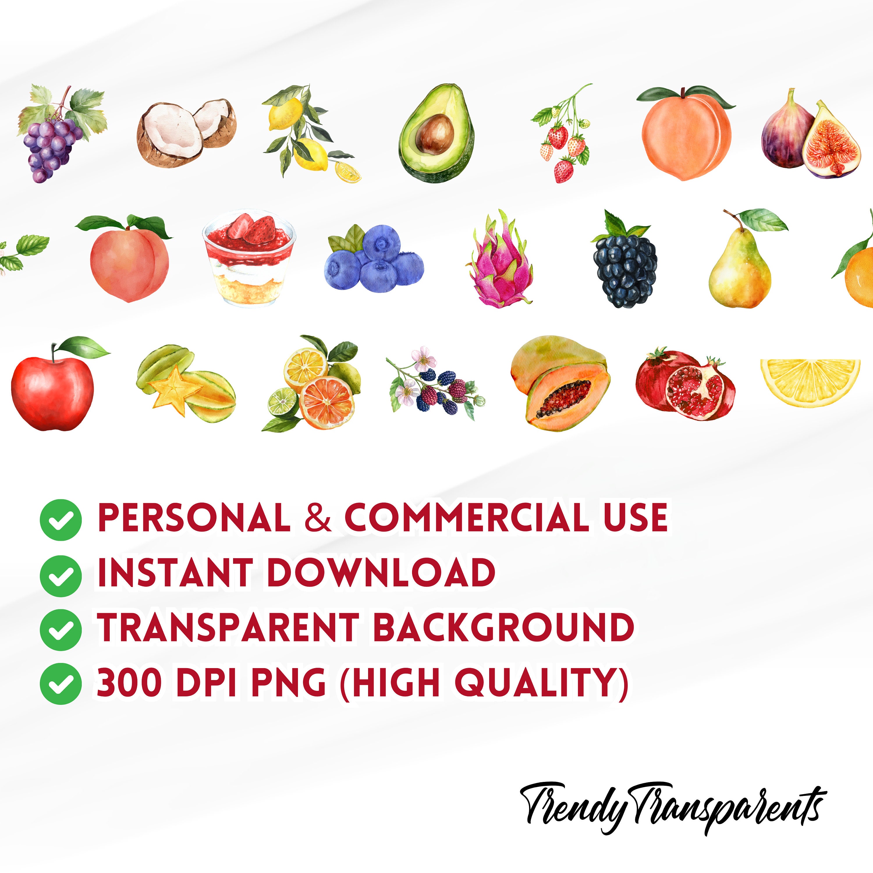Fruit Watercolor Clipart Bundle - Digital PNG Graphics for Instant ...