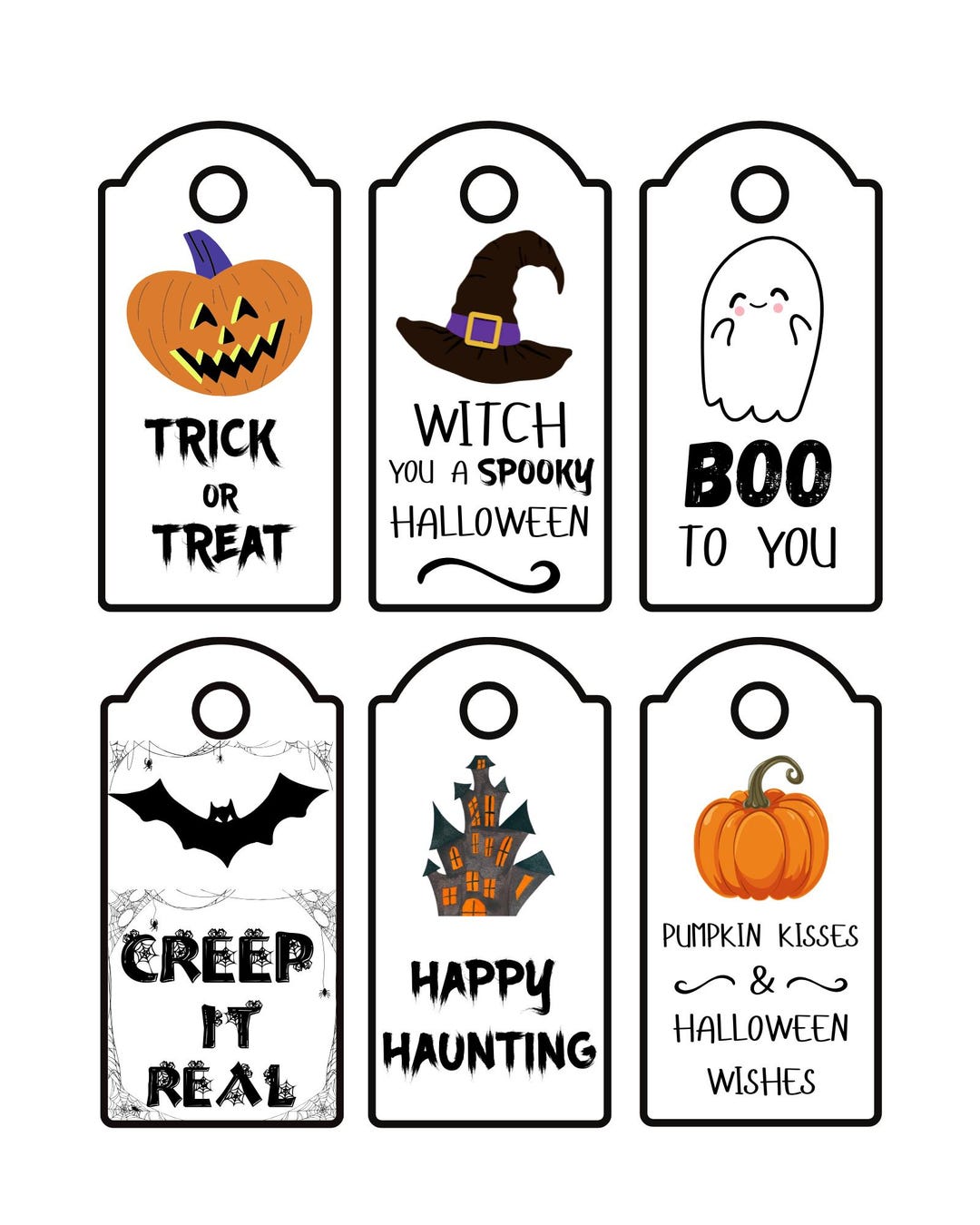 Cute Halloween Tags Printable PNG Labels for Candy Bags, Trick or Treat ...