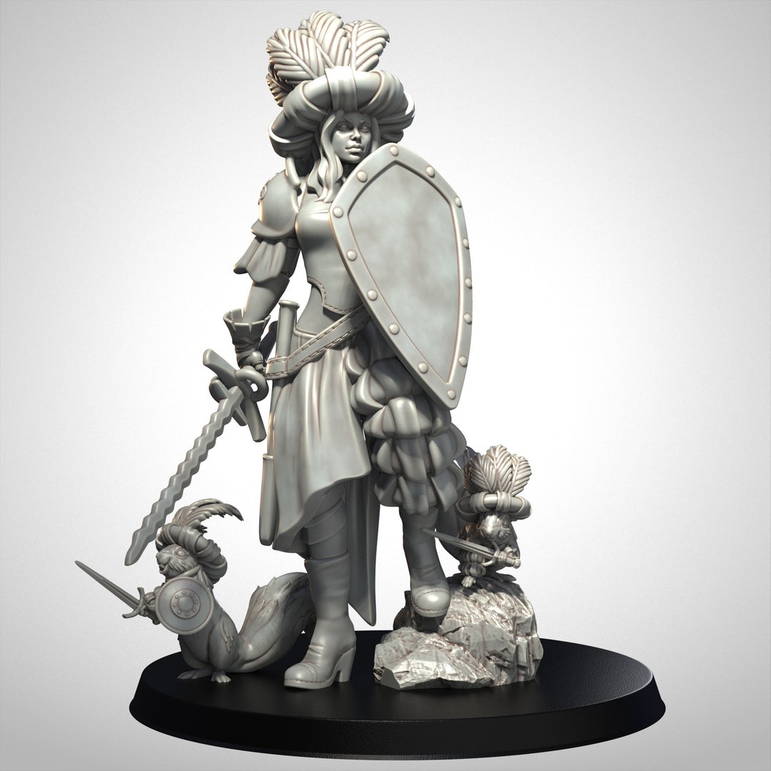 ARIA Female Knight With Squirrel Squires 8K D&d/pathfinder 32mm 75mm ...