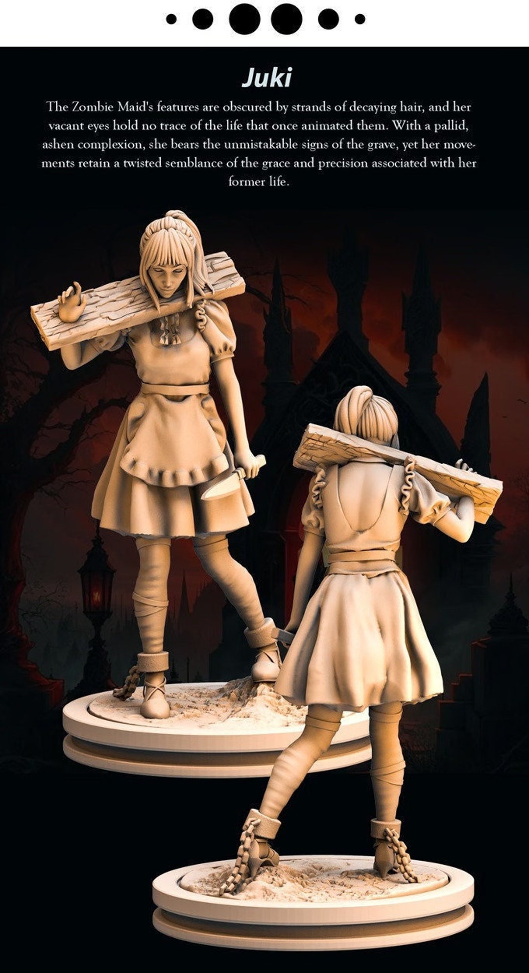 Juki the Zombie Maid Female 8K D&d/pathfinder 32mm 75mm 100mm Miniature | TTRPG Model | Fantasy ...
