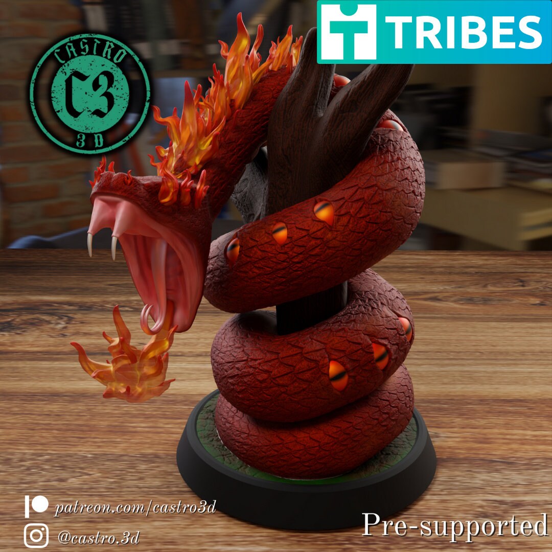 Boitata Brazilian Snake God 8K D&d/pathfinder 32mm 75mm 100mm Miniature ...