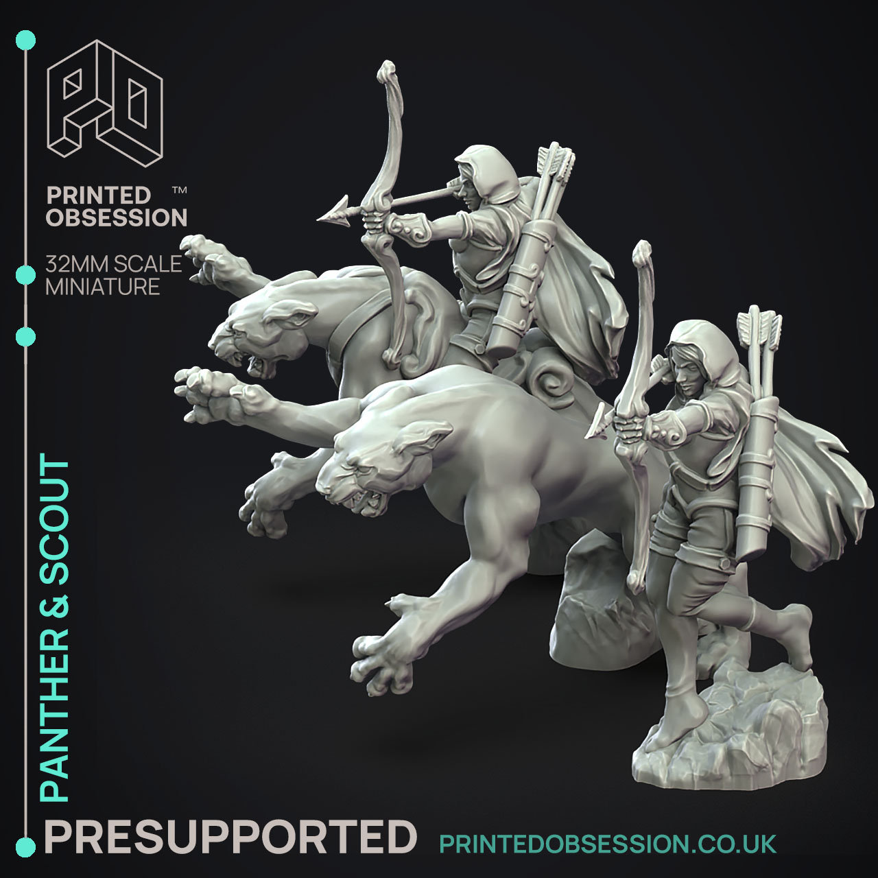 Panther and Scout 8K D&d/pathfinder 32mm 75mm Miniature RPG Model Human ...