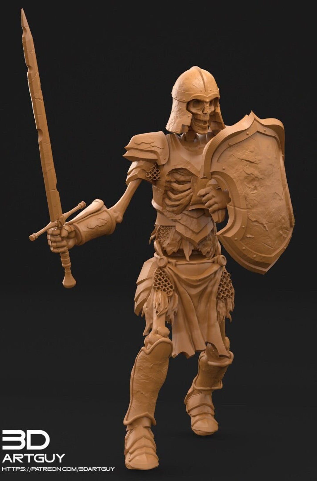 Skeletal Warrior 8K D&d/pathfinder 32mm 75mm Miniature Figurine Undead ...