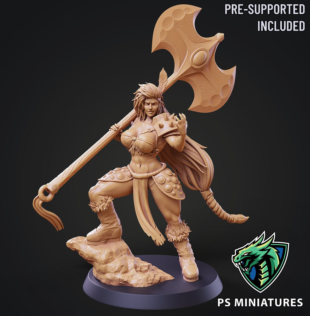 Barbarian Battlemaster 4 Poses D&d/pathfinder 32mm 75mm Miniature NSFW ...