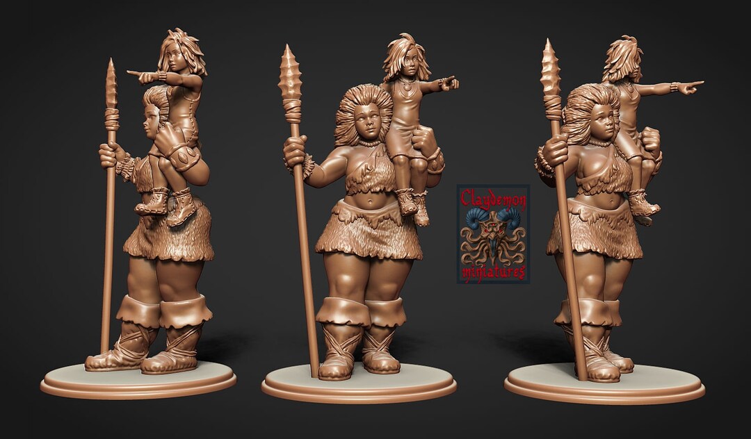 Prehistoric Sisters 8K D&d/pathfinder 32mm 75mm Miniature | TTRP Model | by Clay Demon - Etsy