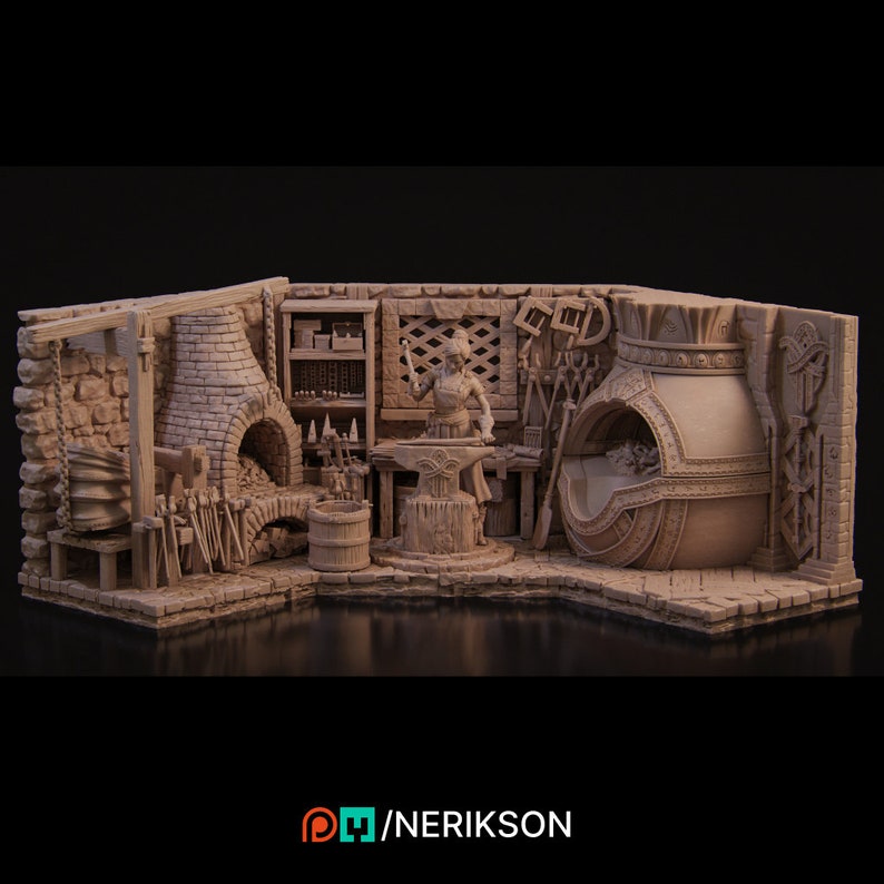 Lara the Blacksmith Diorama 8K D&d/pathfinder 75mm Miniature | Figurine ...