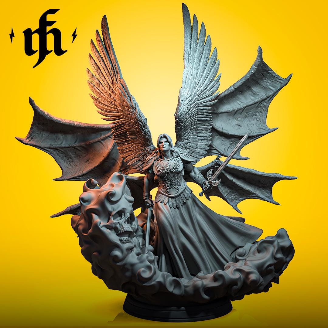 Lucifer Morningstar Fallen Angel 8K D&d/pathfinder 32mm 75mm Miniature ...
