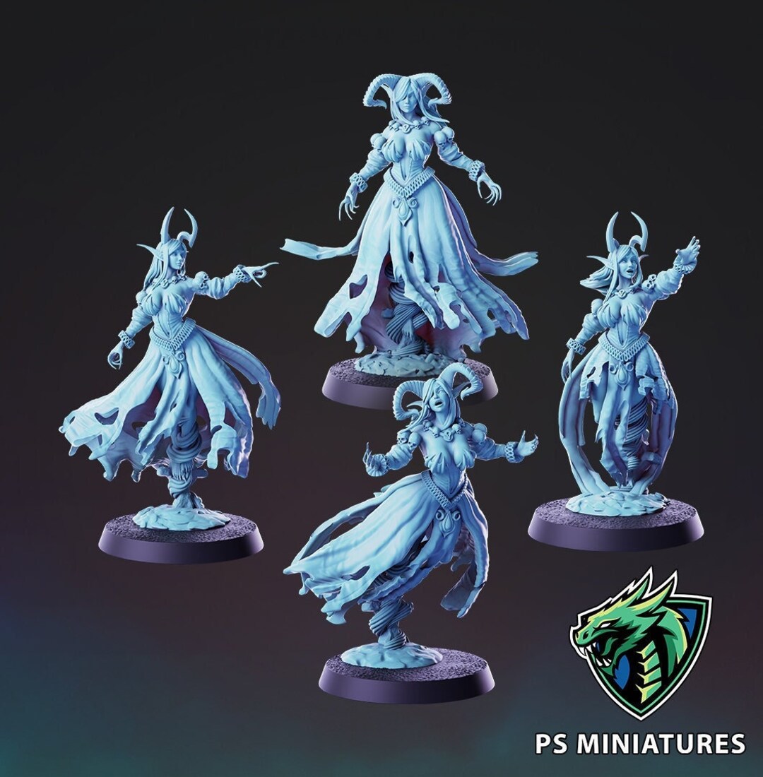 Cursed Elf Banshees 4 Poses D&d/pathfinder 32mm 75mm Miniature | TTRPG ...