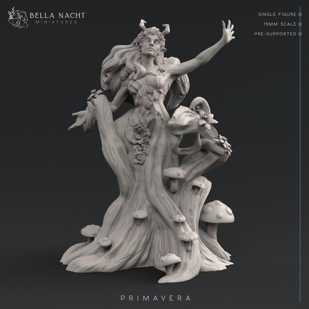 Primavera Female Dryad D&d/pathfinder 32mm 75mm Miniature TTRPG Model ...