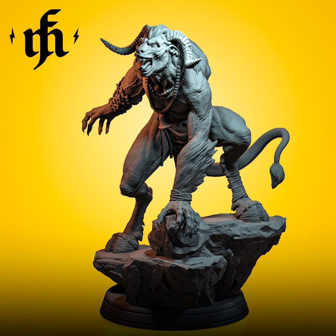 Valaal the Beast Male Beastman 8K D&d/pathfinder 32mm 75mm Miniature ...
