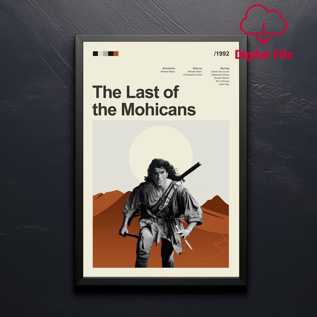The Last of the Mohicans Movie Poster: Mid Century Modern Minimalist ...