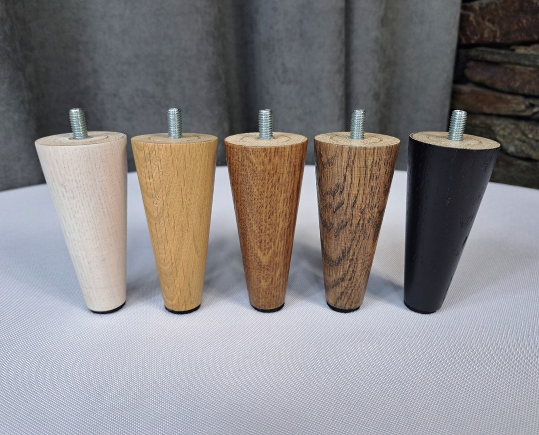 Furniture Legs 4x Mid Century Style Tapered Oak Wood Multiple Sizes and ...