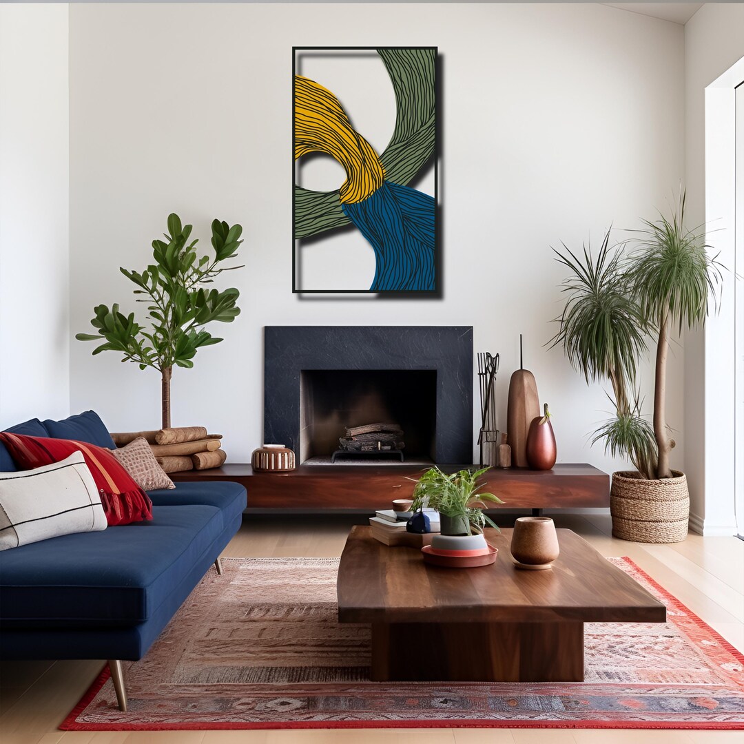 Abstract Metal Wall Art: Modern Colorful Line Sculpture - Etsy