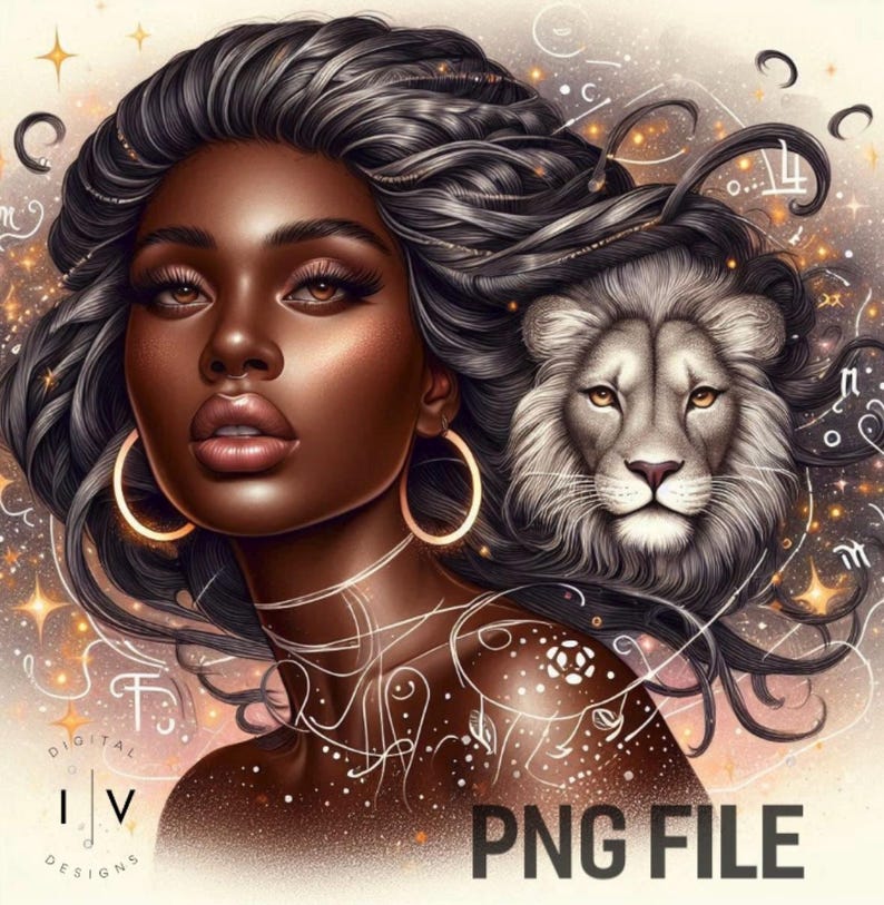 Leo Girl Clip Art Leo Zodiac Sign PNG - Etsy