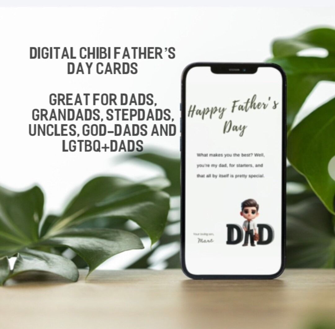 Fathers Day Digital Chibi Card - Etsy