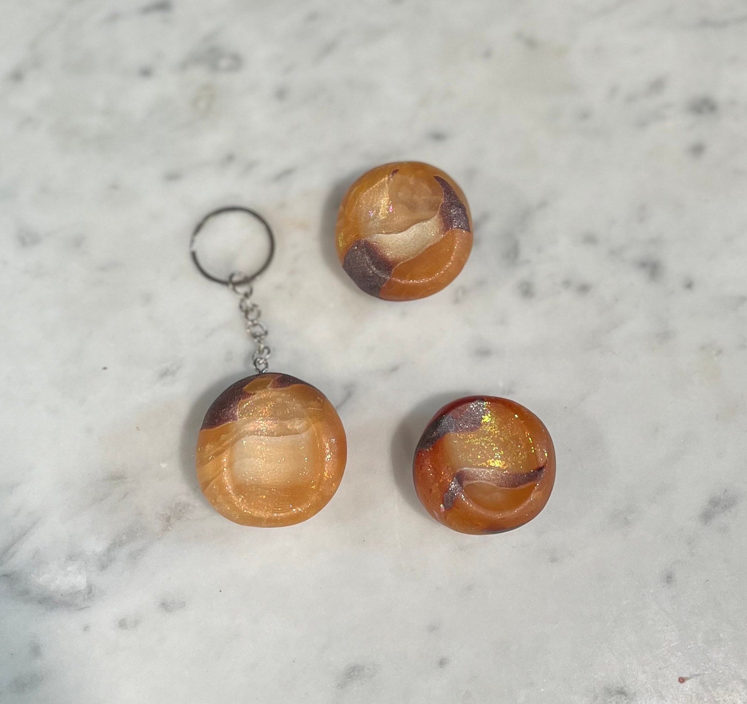 Toasted Glitter Worry Stone Keychain - Etsy