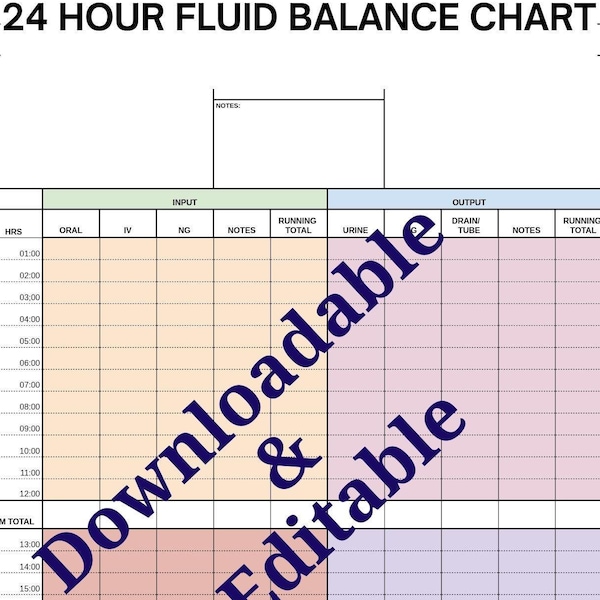Fluid Intake Chart - Etsy