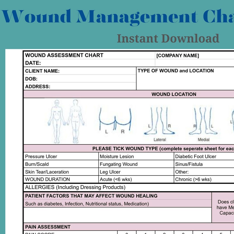 Wound Documentation Sheet - Etsy