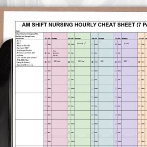 Nurses AM Shift Hourly Planner (7 Patients/8 Hours) With Room for Notes ...