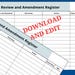 Review and Amendment Register Template for Businesses. Digital Form ...