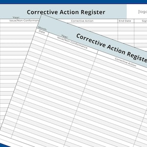 Corrective Action Register Template for Businesses. Digital Form Used ...
