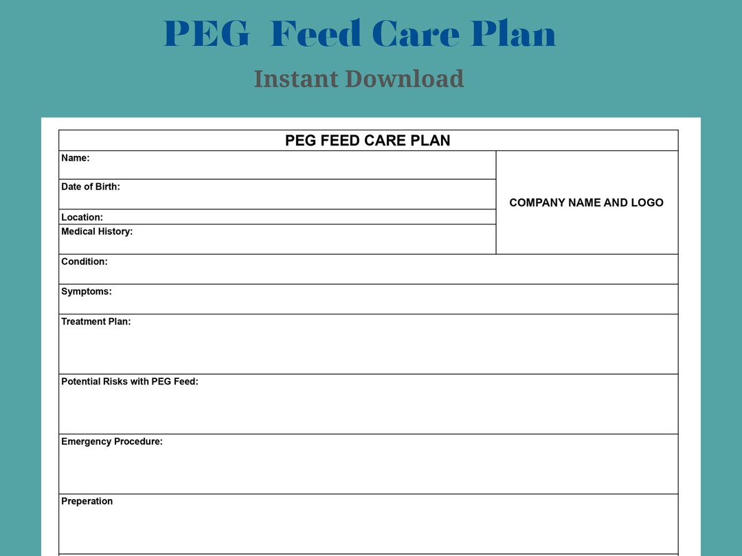 PEG Feed Care Plan Template Downloadable For Ndis aged Care disability