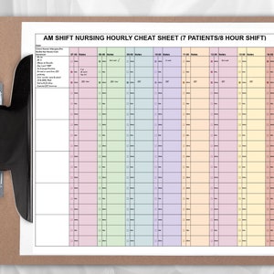 Nurses AM Shift Hourly Planner (7 Patients/8 Hours) With Room for Notes ...