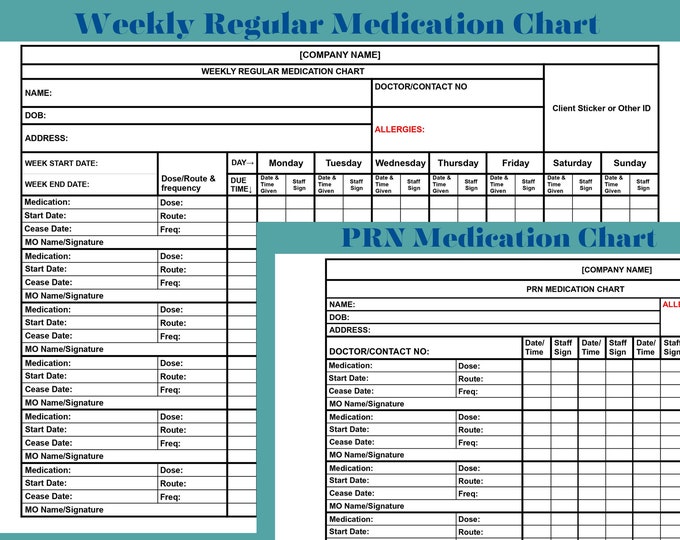 Medication Tracker, Printable Medicine Log for Nurses & Carers ...